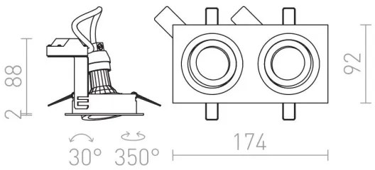 RED - Design Rendl - R12713- Podhledové svítidlo PASADENA 2xGU10/50W/230V