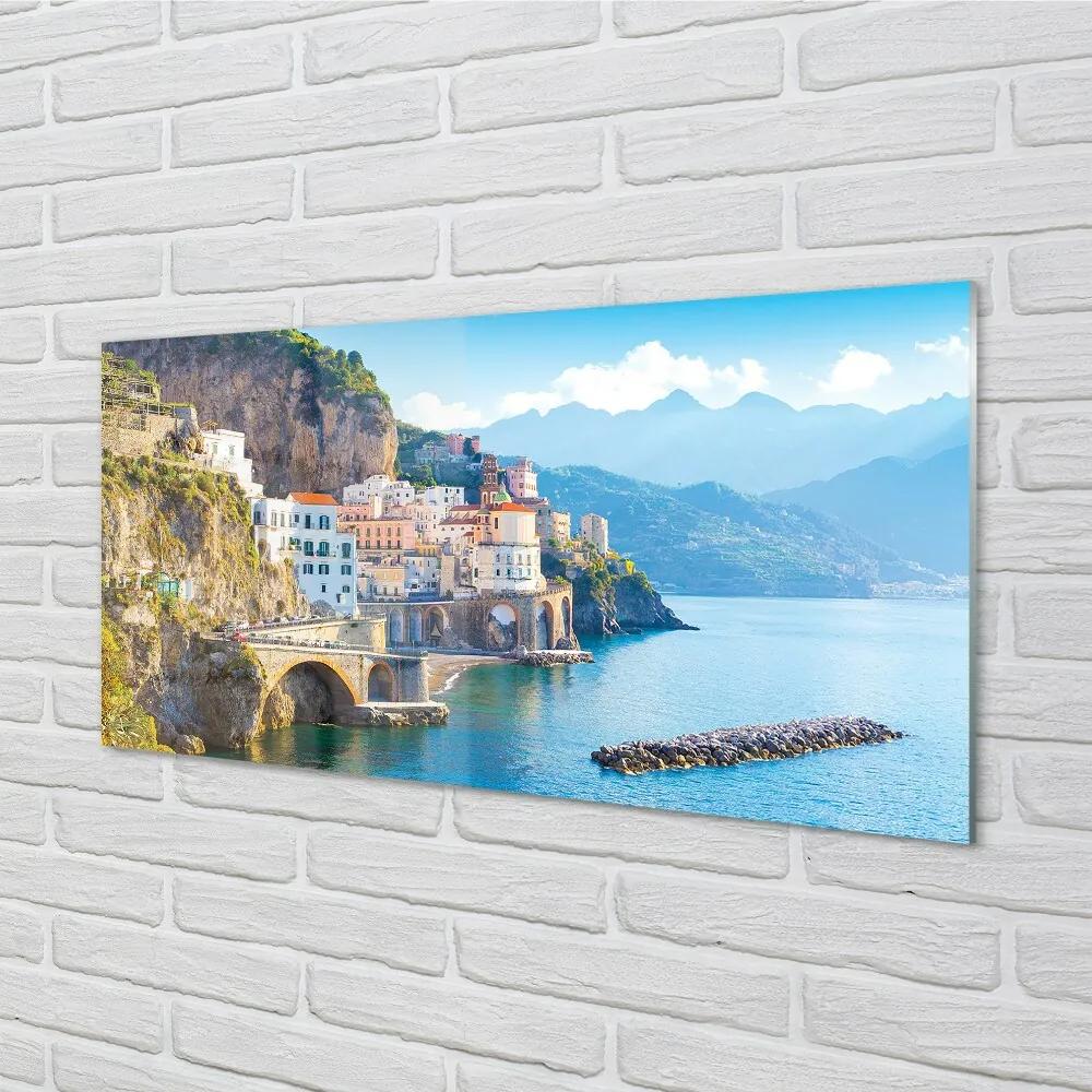 Obraz na skle Itálie pobřeží mořské stavby 100x50 cm