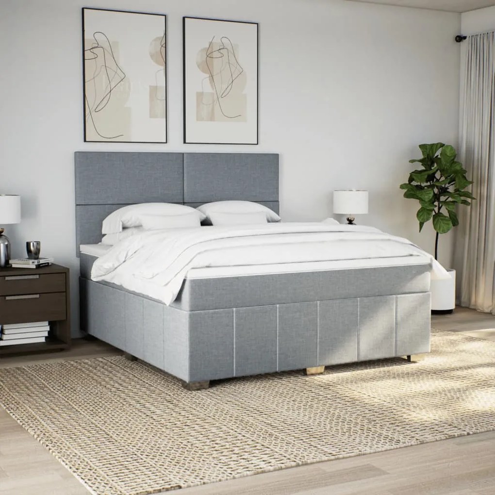 Box spring postel s matrací světle šedá 180 x 200 cm textil 3294040
