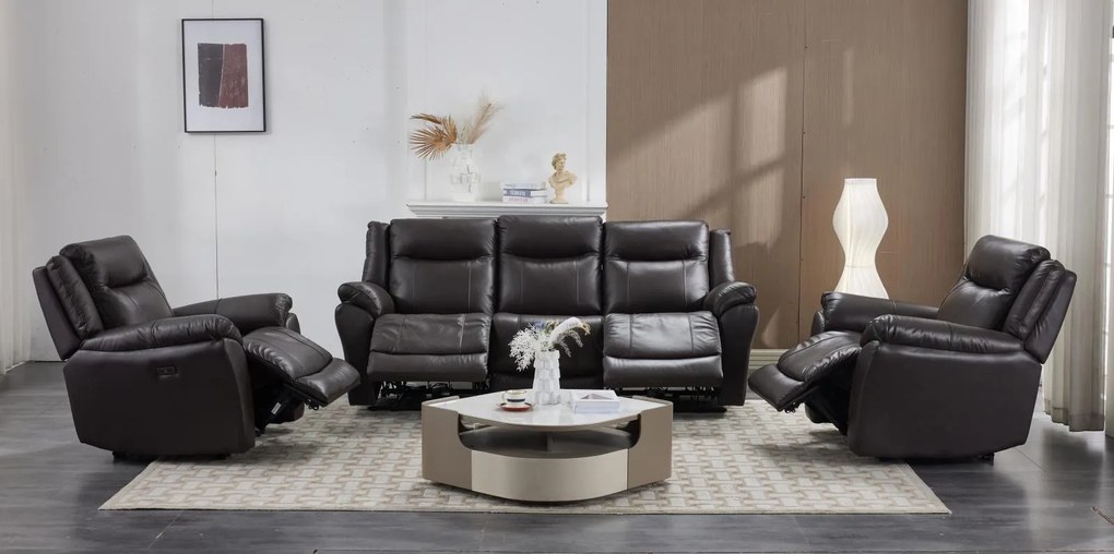 FALCO Sedací souprava Komfort – pravá kůže a elektrický relax