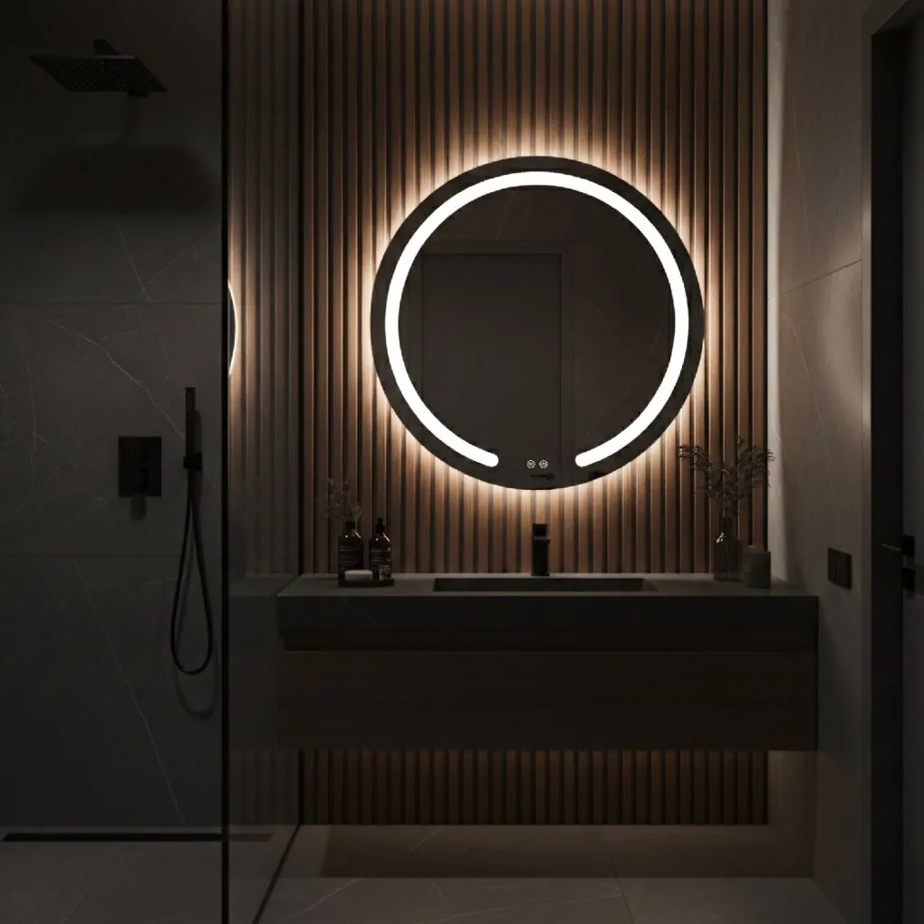 Tutumi Zrcadlo Modern ⌀100 cm s vyhříváním a regulovatelným LED osvětlením HOM-00908