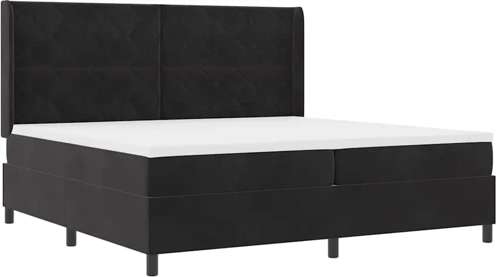 Postel s boxspringem s čelo Černá 200 x 200 cm samet 3342082