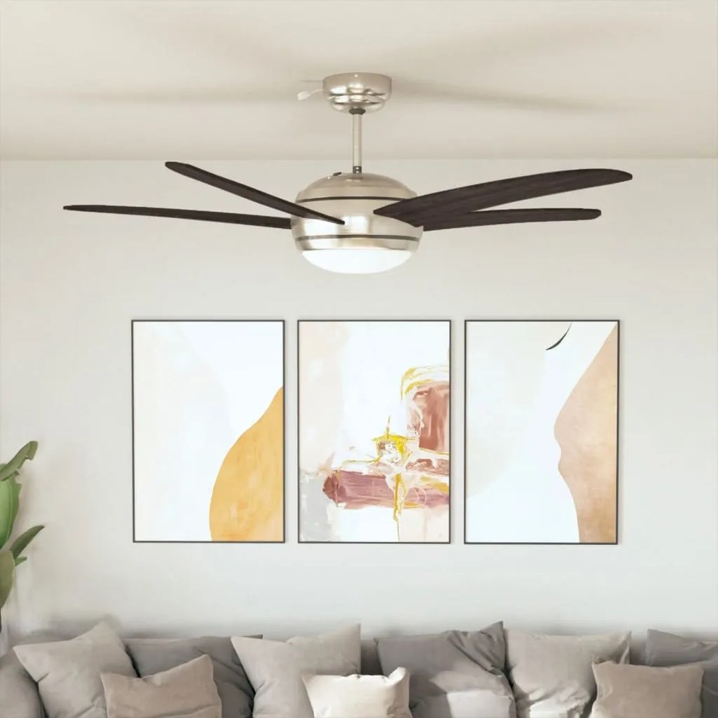 vidaXL Marketos Ozdobný stropní ventilátor se světlem 128 cm hnědý