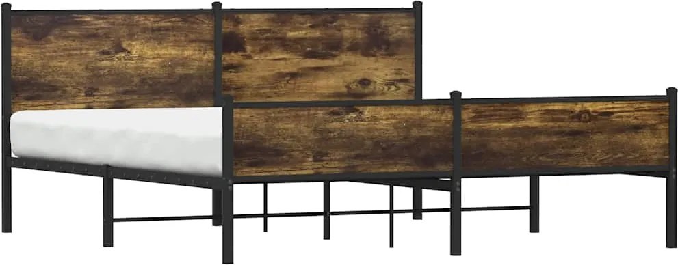 Kovový rám postele bez matrace kouřový dub 183 x 213 cm 3301388