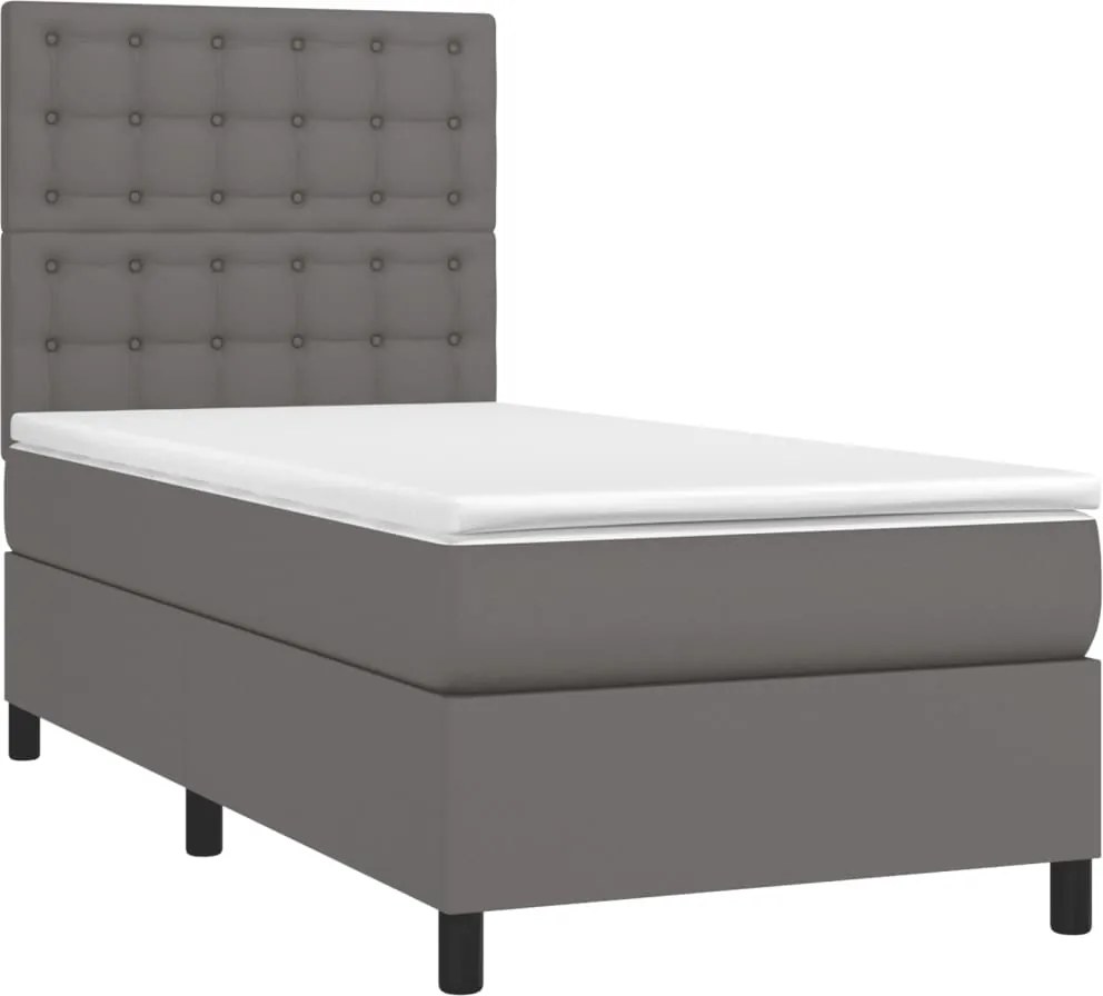 Box spring postel s matrací šedá 80 x 200 cm umělá kůže 3142813