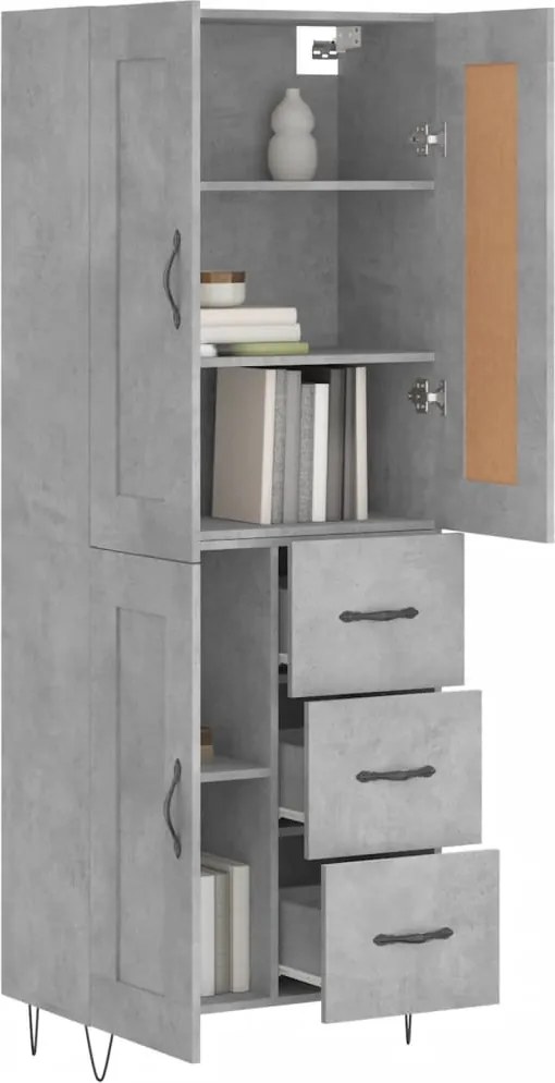 Skříň highboard betonově šedá 69,5x34x180 cm kompozitní dřevo 3200037