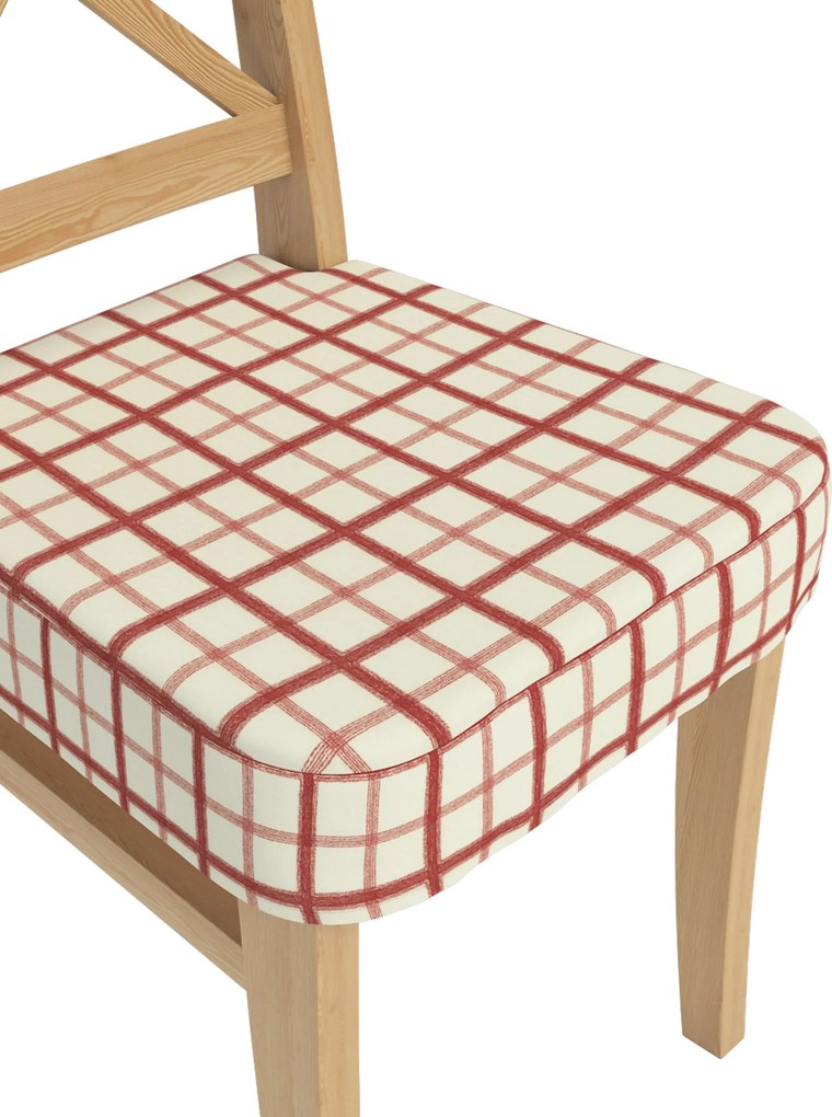 Sedák na židli IKEA Ingolf barva červená látka vzorované