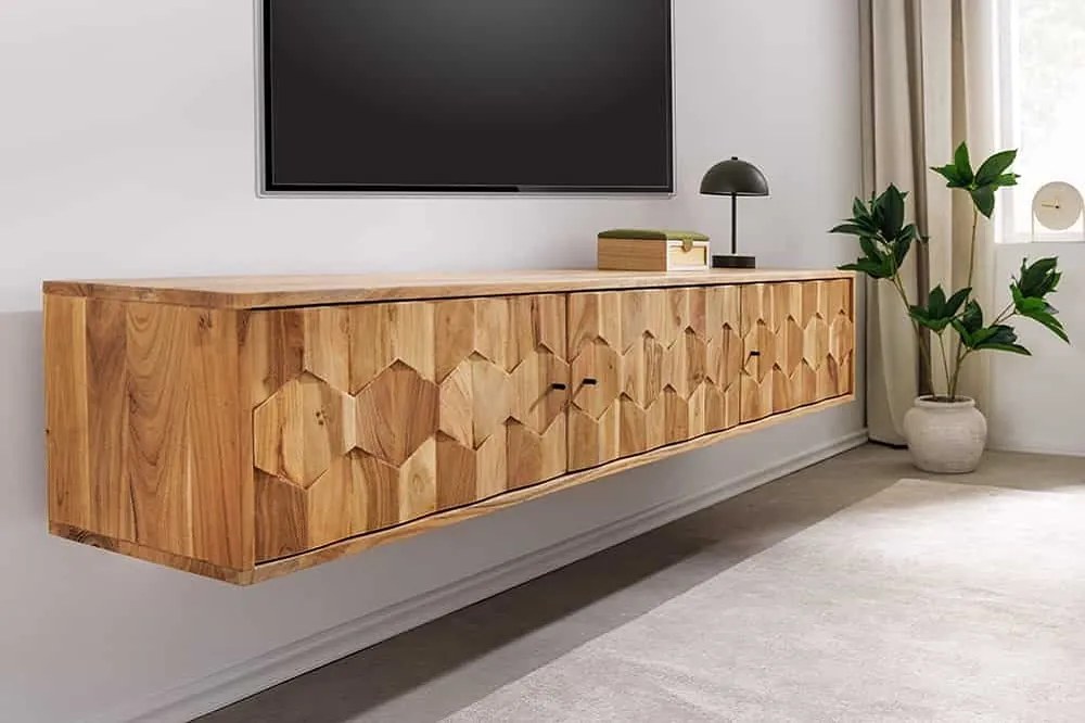Designový závěsný TV stolek Justice 160 cm akácie