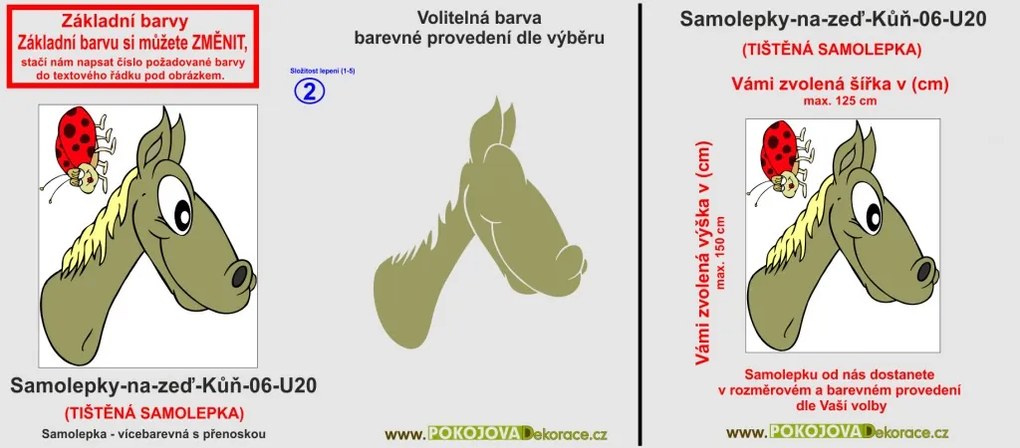 Kůň s beruškou - 06, Dětské samolepky na zeď