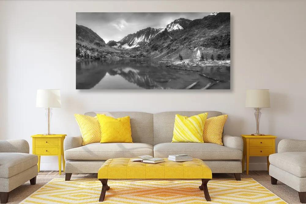Obraz majestátní hory v černobílém provedení Varianta: 100x50