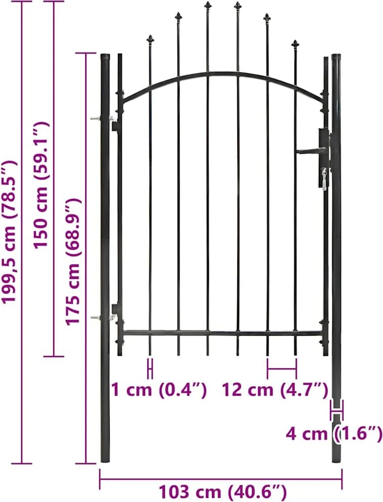 Zahradní brána Woerden ocel 1x1,5 m Černá 143060