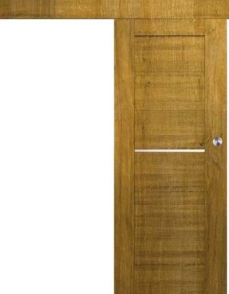 posuvné interiérové dveře na stěnu vasco doors IBIZA model 2 Průchozí rozměr: 70 x 197 cm, Orientace dveří: Levé dveře, Dekor: Ořech muškátový