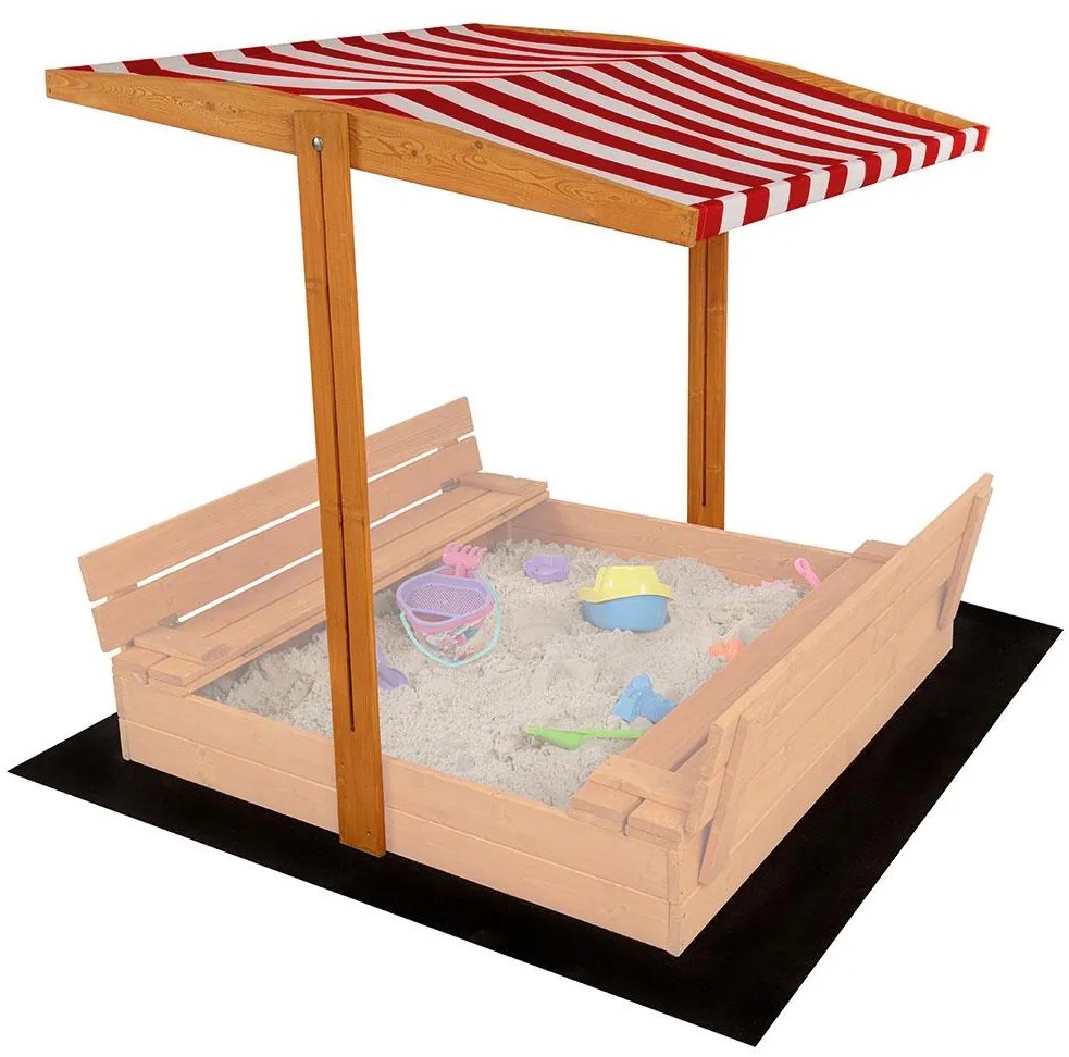 Stříška pro dětské dřevěné pískoviště Baby Mix 120x120 cm červeno-bílá