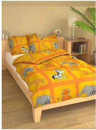 Brotex Povlečení dětské bavlna velká postel Safari oranžové, Výběr zapínání: zipový uzávěr