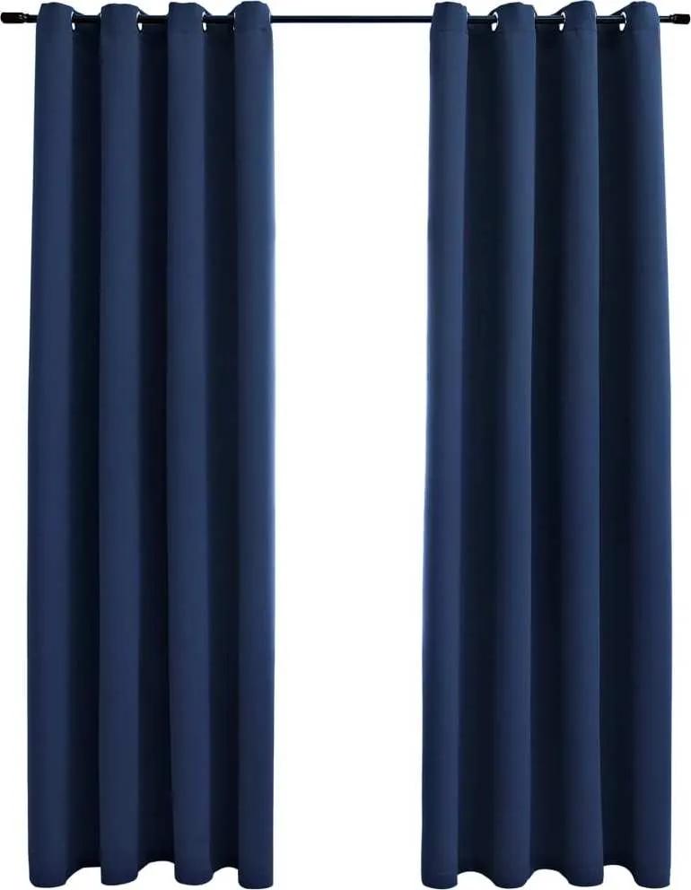 vidaXL Zatemňovací závěsy s kovovými kroužky 2 ks 140 x 225 cm [134451] Barva: Modrá