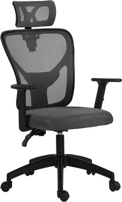 Vinsetto ergonomická a nastavitelná kancelářská židle s bederní opěrkou a opěrkou hlavy, 66x61x106-116 cm, tmavě šedá