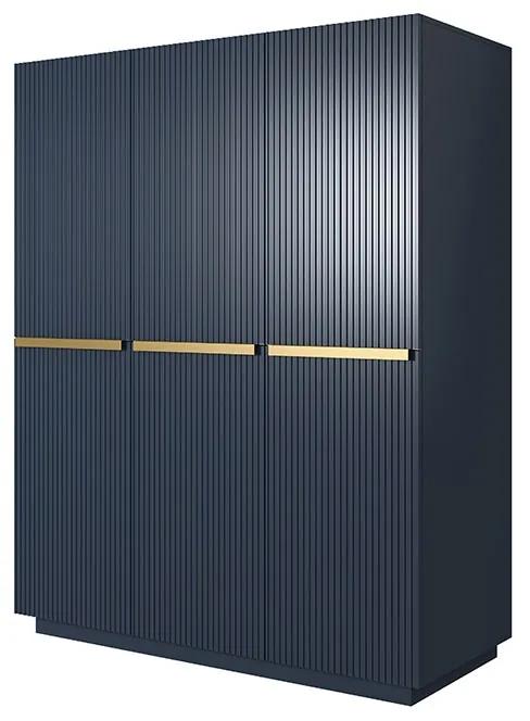 Skříň Nicole 150 cm - námořnická modrá / zlaté úchytky