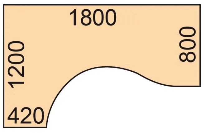 Výškově nastavitelný stůl, elektrický, 675-1325 mm, ergonomický levý, deska 1800x1200 mm, bílá podnož, bříza