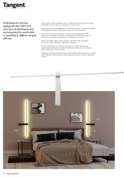 Redo 01-2201 - LED Nástěnné svítidlo TANGENT LED/14W/230V 3000K černá