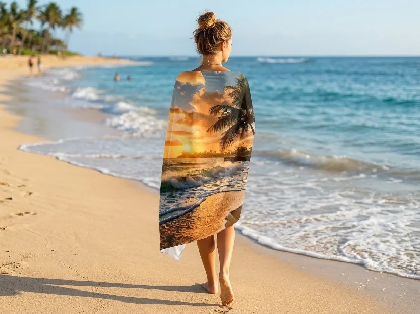 Rychleschnoucí plážová osuška SUNSETA barevná 70 x 140 cm, 100% mikrovlákno