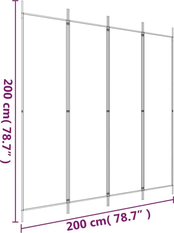 vidaXL 4dílný paraván 200x200 cm textil [350182] Barva: Černá