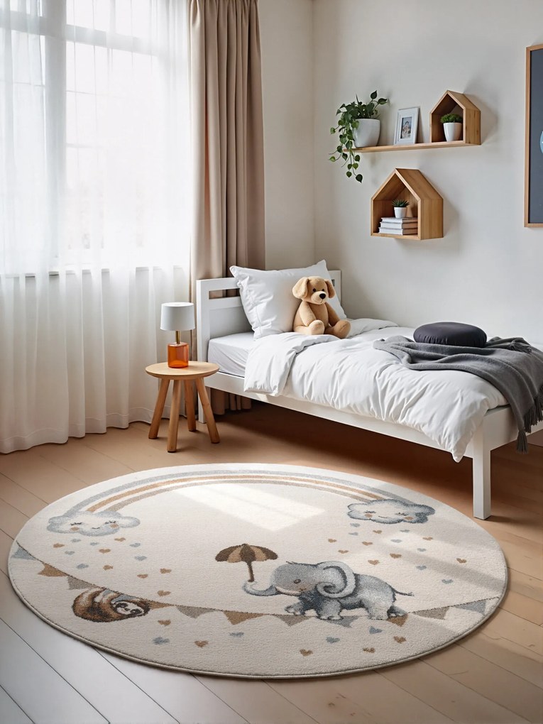 Villeroy & Boch, Dětský kusový koberec Villeroy & Boch Boho Kids 106304 Cream Multicolor kruh, 160x160 (průměr) kruh, bílá, vícebarevná, dětský pokoj
