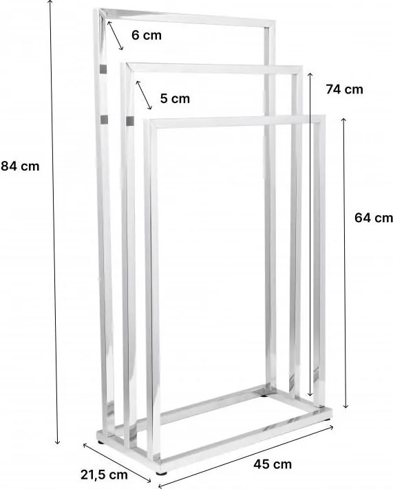 Erga Lonia, tříramenný věšák na ručníky 41x22x85 cm, chromová, ERG-YKA-P.LONIA3-CHR