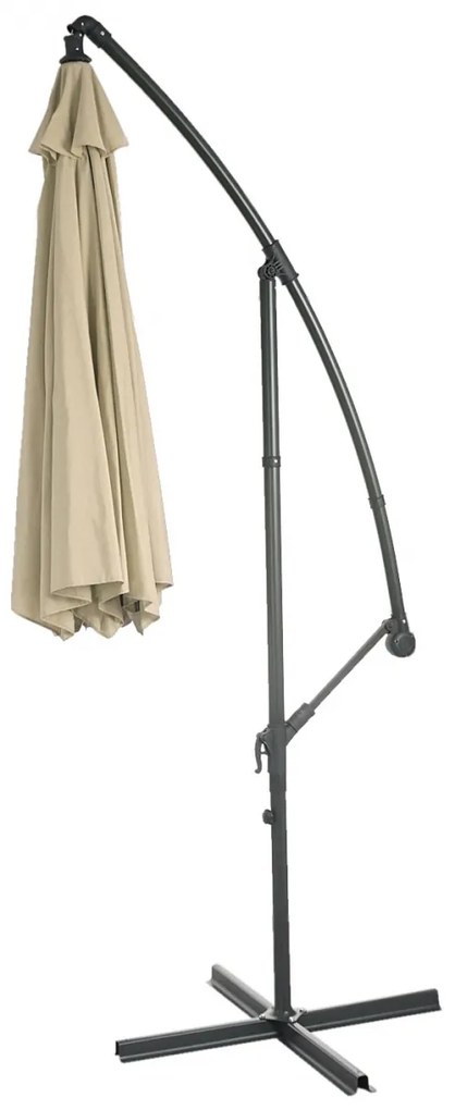 Slunečník Acerra Ø 3m - polyester/ocel - krémová se stojanem