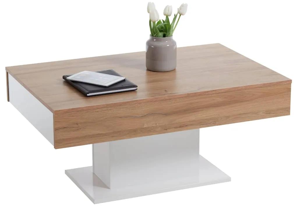 FMD Konferenční stolek dub s patinou a bílý