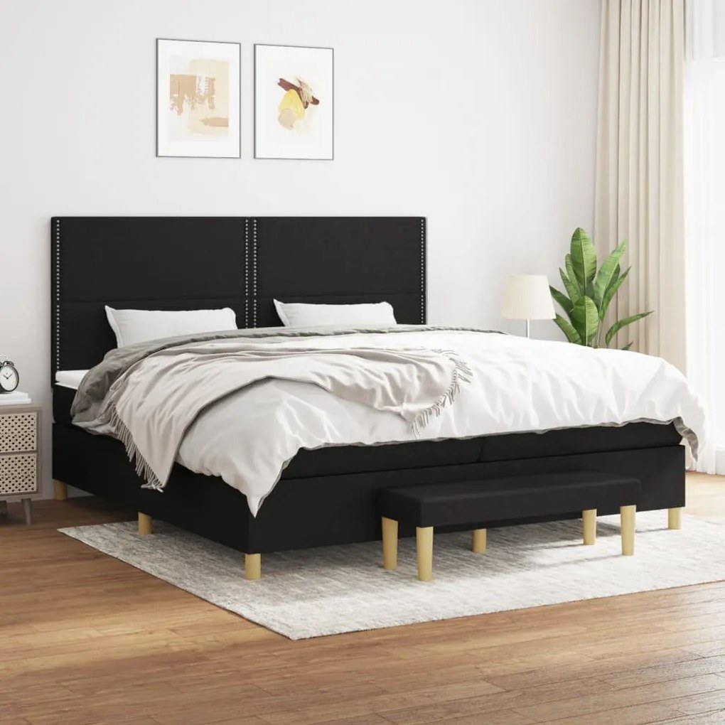 Box spring postel s matrací černá 200x200 cm textil 3137103