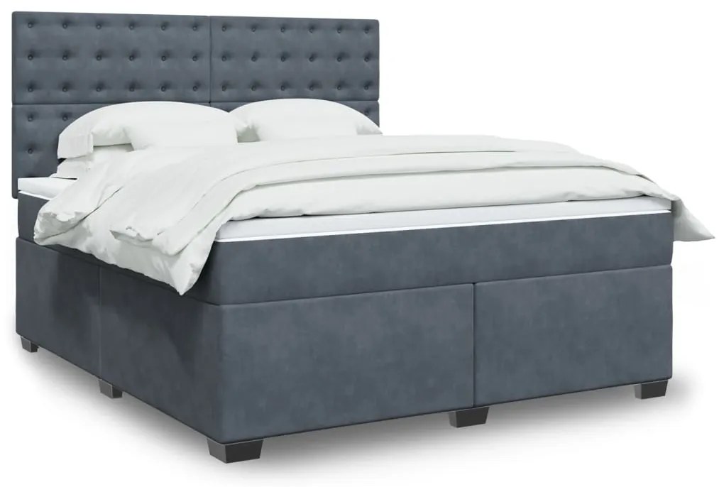 Box spring postel s matrací tmavě šedá 180x200 cm samet 3290991