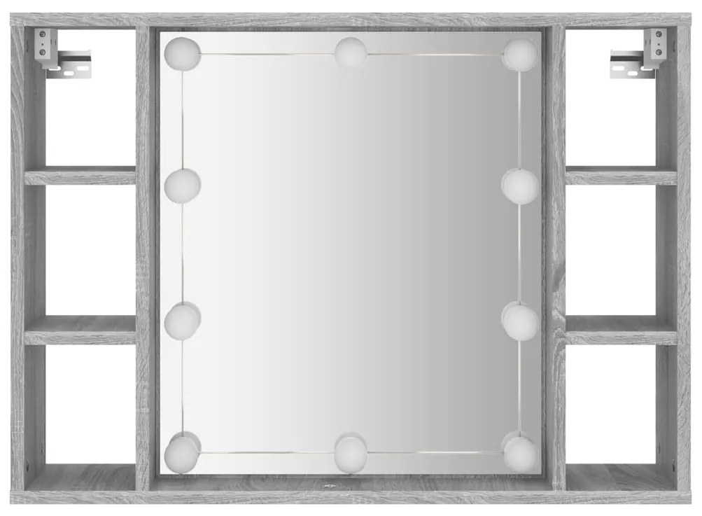 Zrcadlová skříňka s LED šedá sonoma 76 x 15 x 55 cm