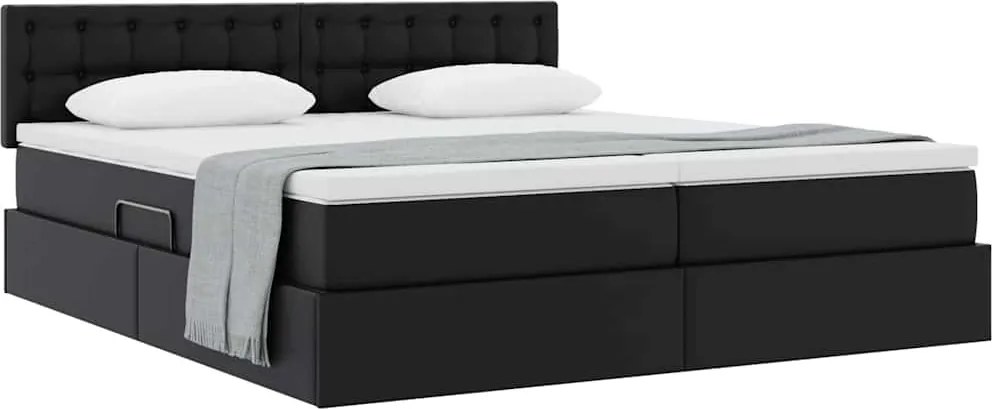 Postel s úložným prostorem s čelo Černá 180 x 200 cm Umělá kůže 3370905