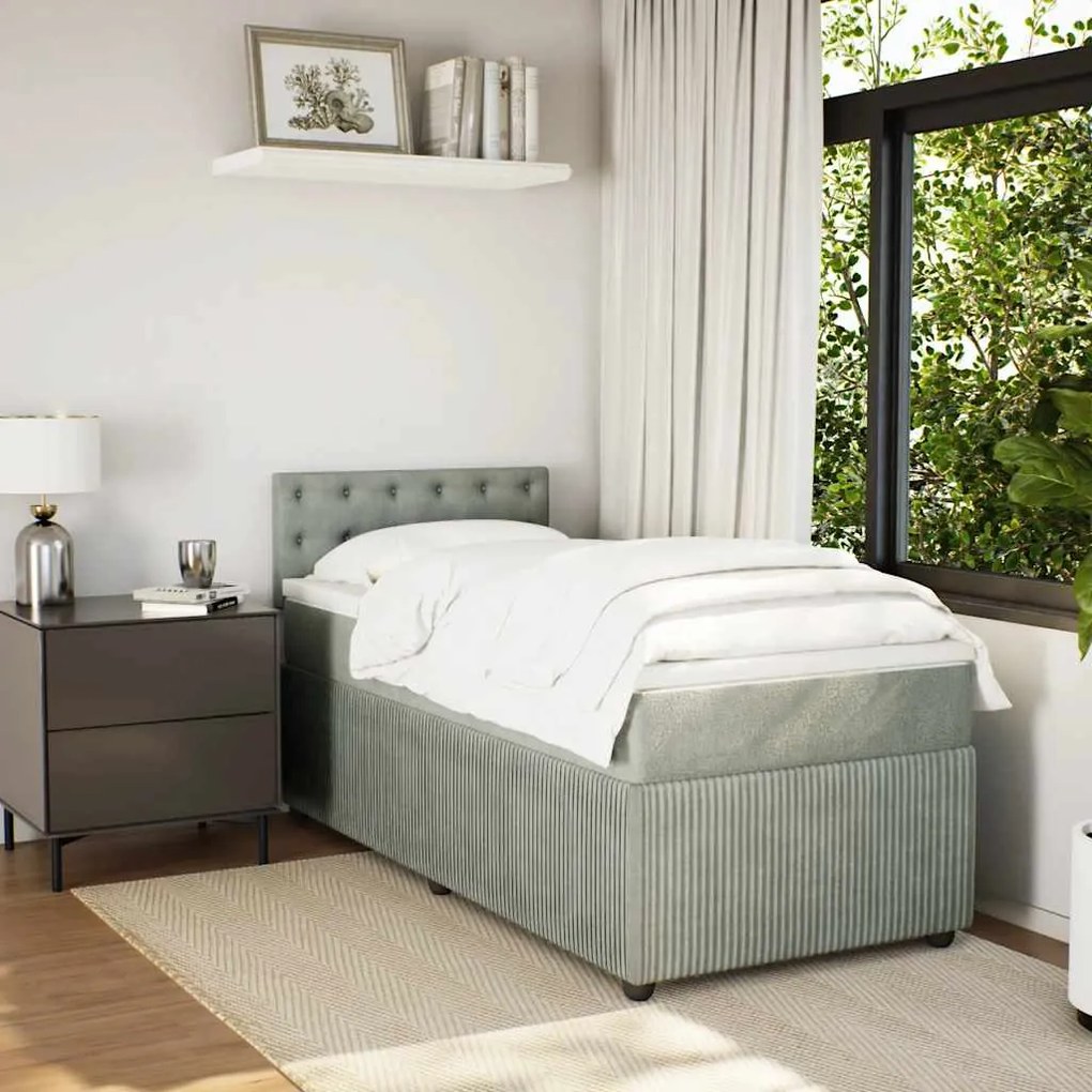 Box spring postel s matrací světle šedá 80 x 200 cm samet 3289902
