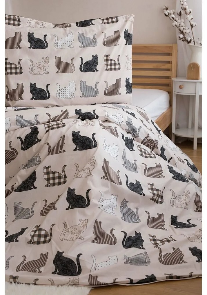 Jerry Fabrics Bavlněné povlečení Kočky, 140 x 200 cm, 70 x 90 cm