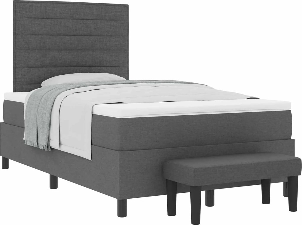 Postel s boxspringem s polštářem Tmavě šedá 120 x 200 cm textil 3343982