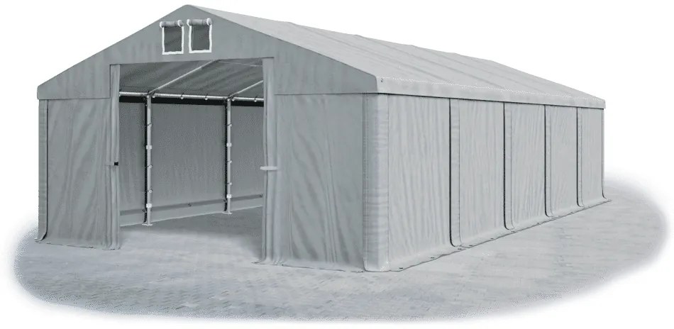 Skladový stan 5x10x2,5m střecha PVC 560g/m2 boky PVC 500g/m2 konstrukce ZIMA PLUS Šedá Šedá Šedá