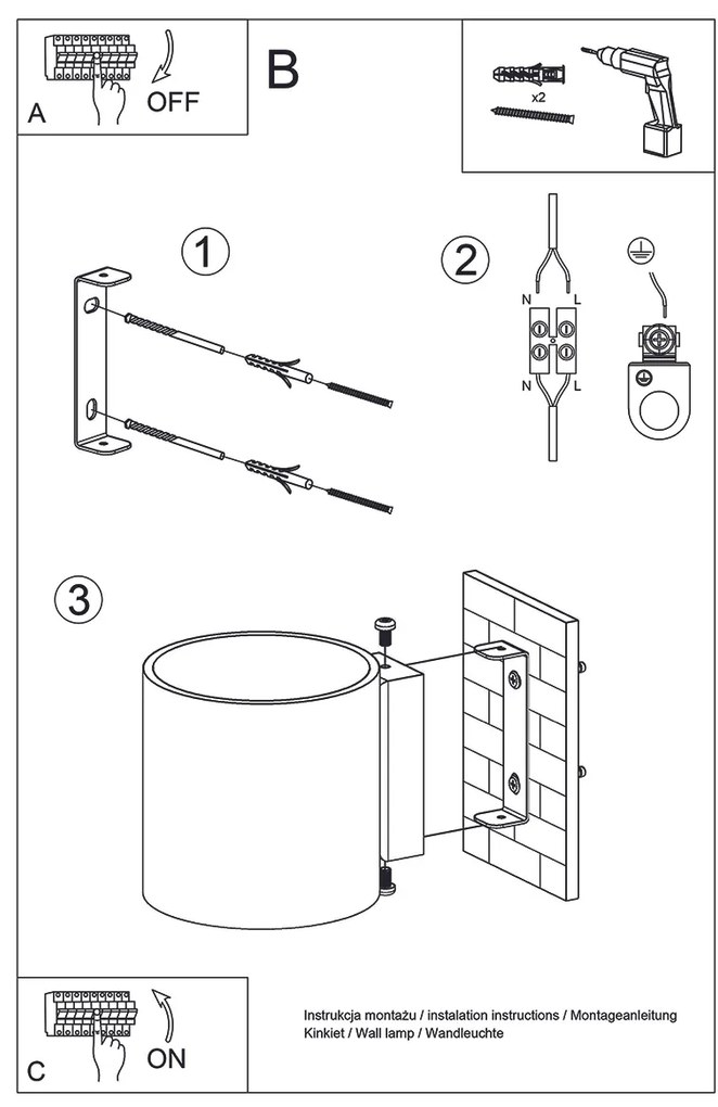 Nástěnné svítidlo Orbis, 1x zlaté kovové stínítko
