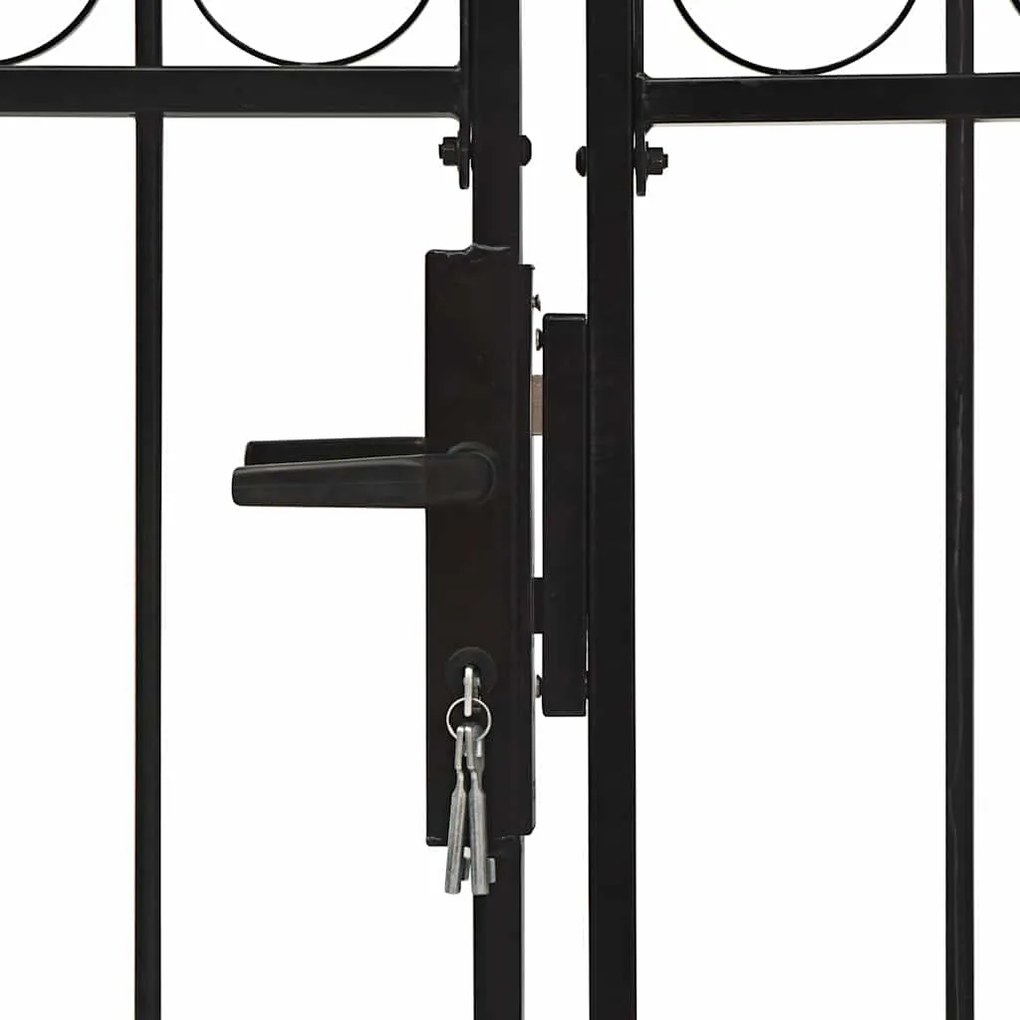 Plotová brána ASSEN dvoukřídlé dveře s klenutým vrškem ocel 400 x 150 cm 143094