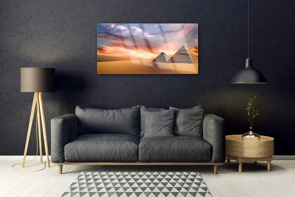 Obraz na skle Poušť Pyramidy 120x60 cm