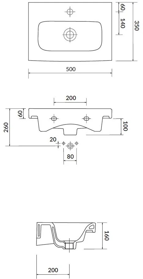 Cersanit Moduo Slim - zapuštěné umyvadlo 50x35cm, bílá, K116-008