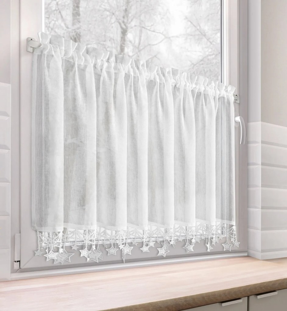 EUROFIRANY KRÁTKÁ VÁNOČNÍ ZÁCLONA NA PÁSCE XMAS 60X150 CM HVĚZDY