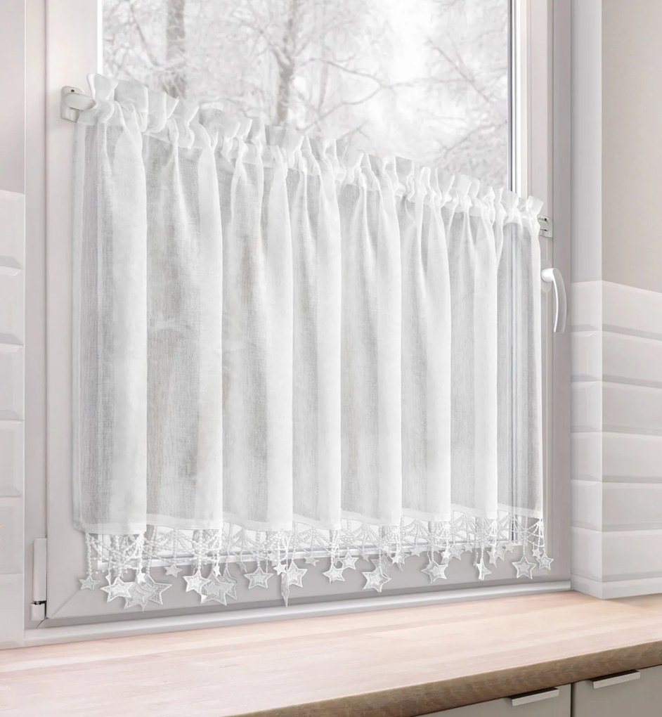 KRÁTKÁ VÁNOČNÍ ZÁCLONA NA PÁSCE XMAS 60X150 CM HVĚZDY