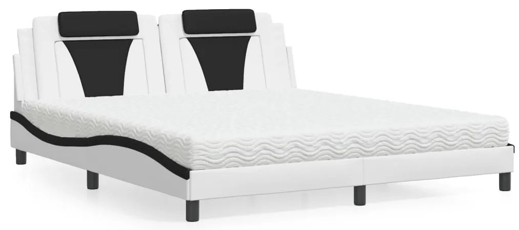 Postel Viana s matrací bílá a černá 180 x 200 cm umělá kůže 3208816