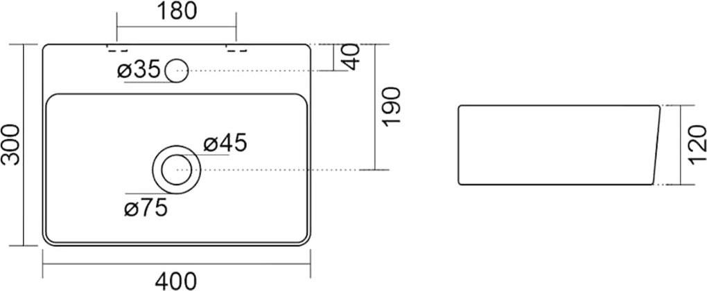 Aqualine Aqualine, MERCY keramické umyvadlo 41x31cm, bílá, NP422