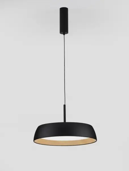 LED stmívatelný černo-dřevěný designový lustr Sigi