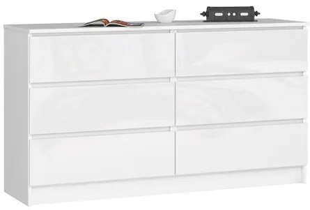 Komoda K120 6SZ CLP-lesklá bílá