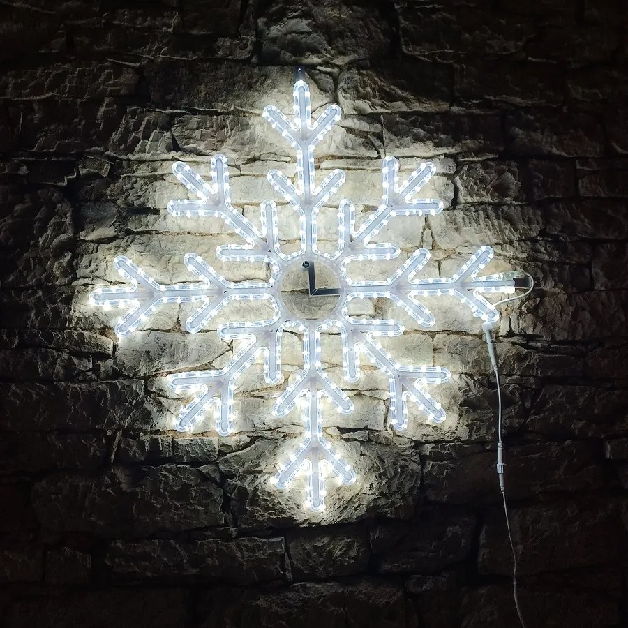 Easy Fix 2D LED světelná vločka X, Ø 109 cm, ledová bílá, závěsný, 3D tisk