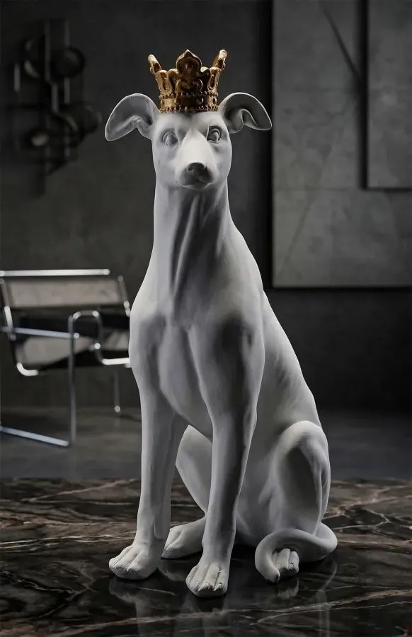 Dekorativní soška Dog 33 cm bílá