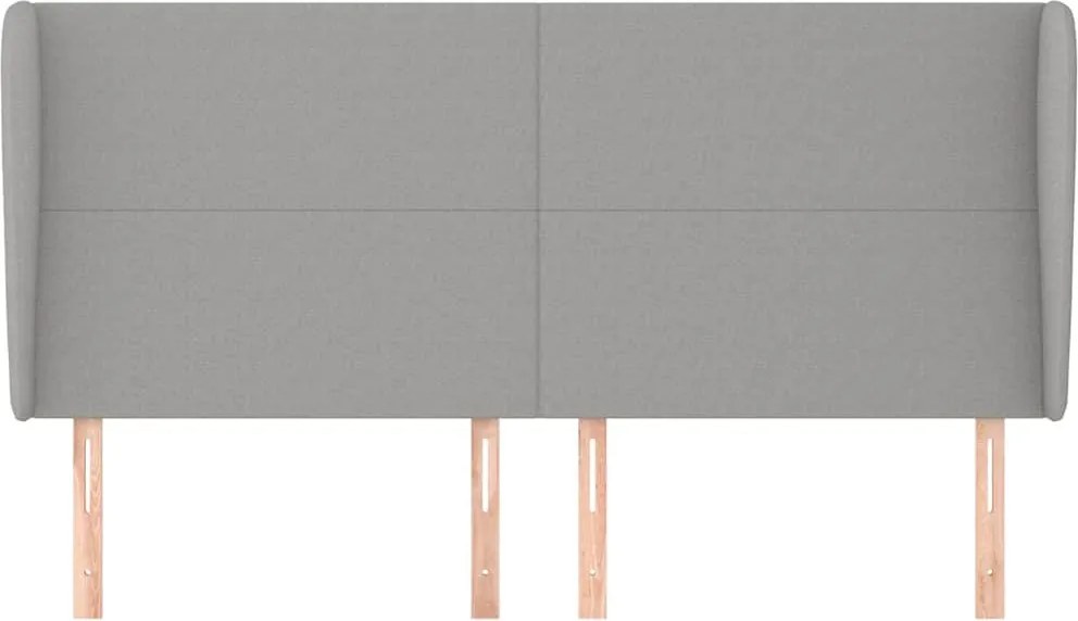 Čelo postele typu ušák světle šedé 203x23x118/128 cm textil 3117698